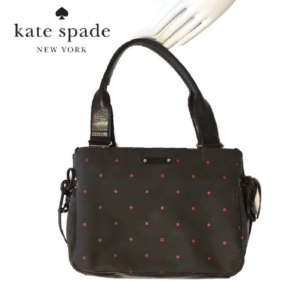 kate spade | Bags | Kate Spade Leather Gold Fabric Logo Tote Handbag ...